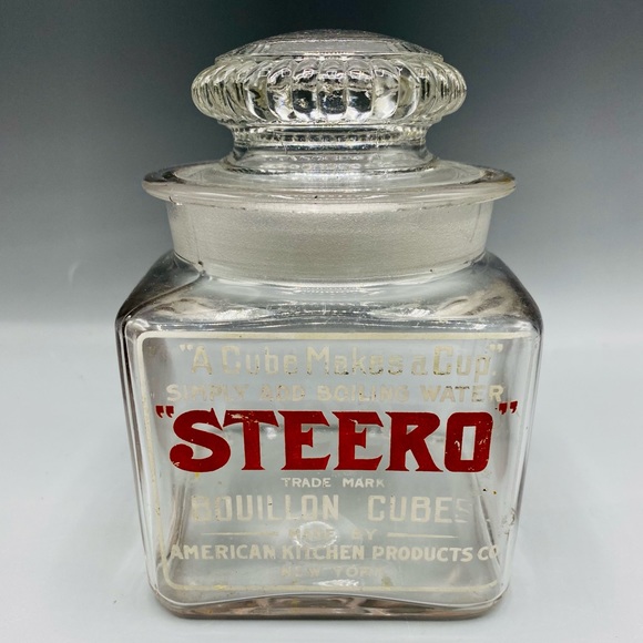 Kitchen | Vintage Steero Bouillon Cubes Glass Jar American Kitchen ...